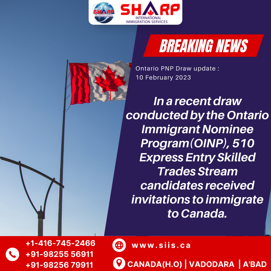 In a recent draw conducted by the Ontario Immigrant Nominee Program ... In a recent draw conducted by the Ontario Immigrant Nominee Program ...